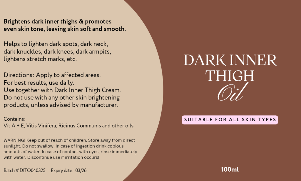 Dark Inner Thigh Cream/Oil - Shaun Products Pty Ltd